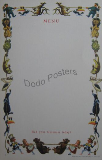 Guinness Menu – Dodo Posters